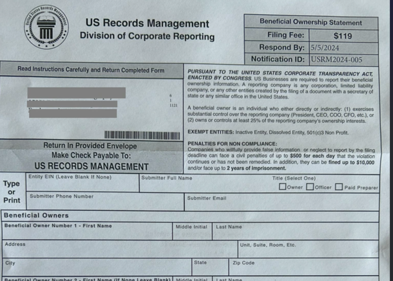 US Records Management Scam: Fake BOI Form! - Snoopviews