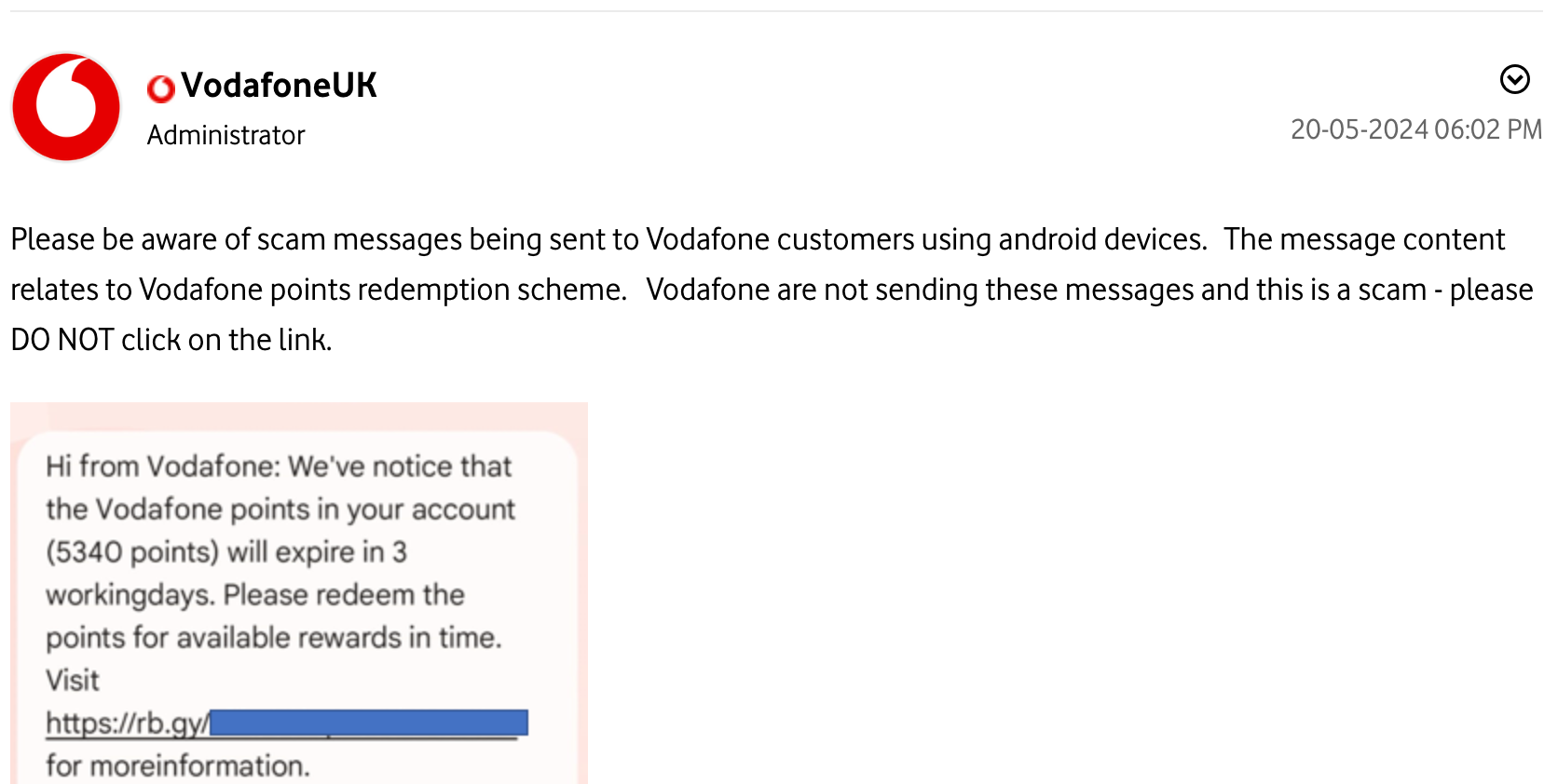 Scammers on The Prowl: Vodafone Points Scam Text Messages (Phishing ...
