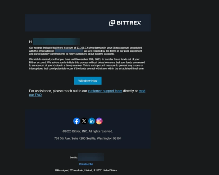 Bittrex Bankruptcy Scam Email - Beware! - Snoopviews